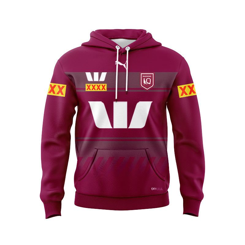 NRL QLD Maroons 2025 Red Training Hoodie - RUGBY M-STORE